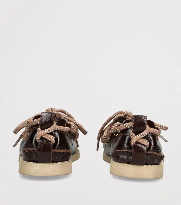 GOLDEN GOOSE Leather Boat Shoes With Lace Up Detail - Brown
