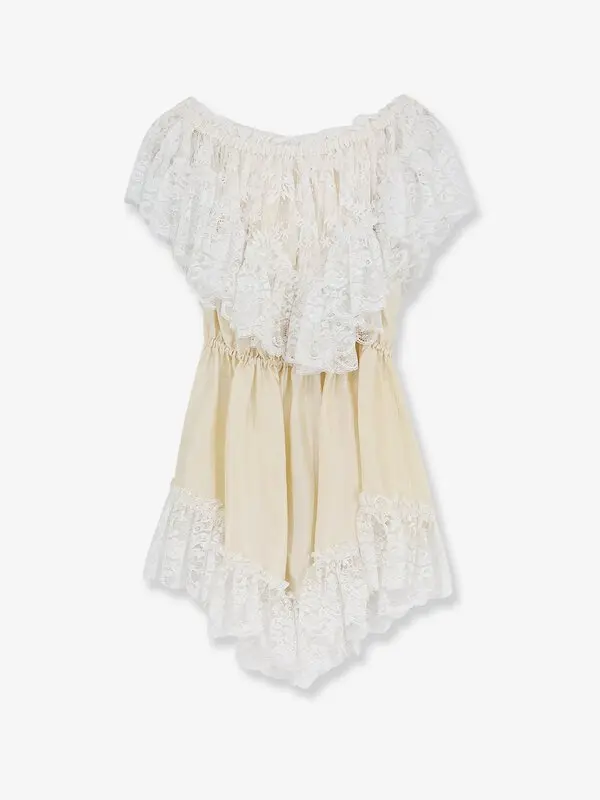 Chloé Silk Jumpsuit With Lace Ruffles