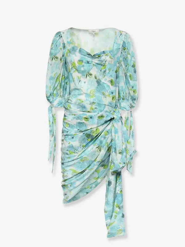 Chloé Floral Print Silk Dress