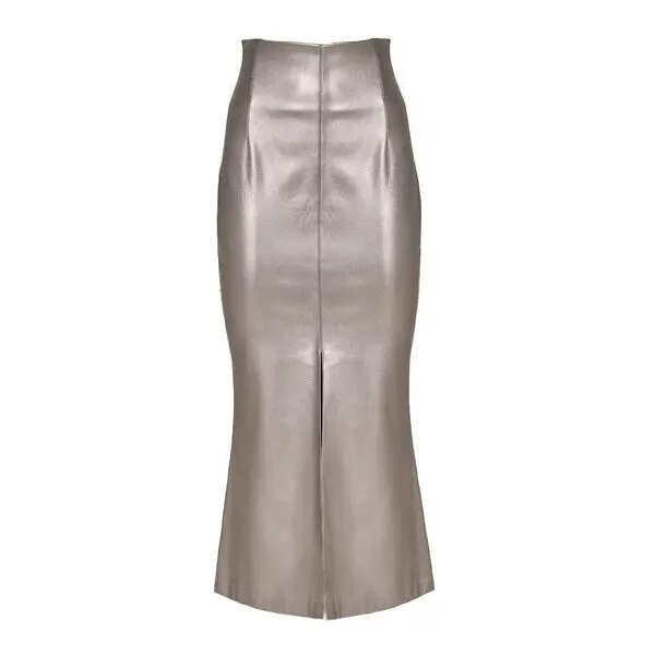 JULIA ALLERT Mermaid Faux Leather Midi Skirt With Slit