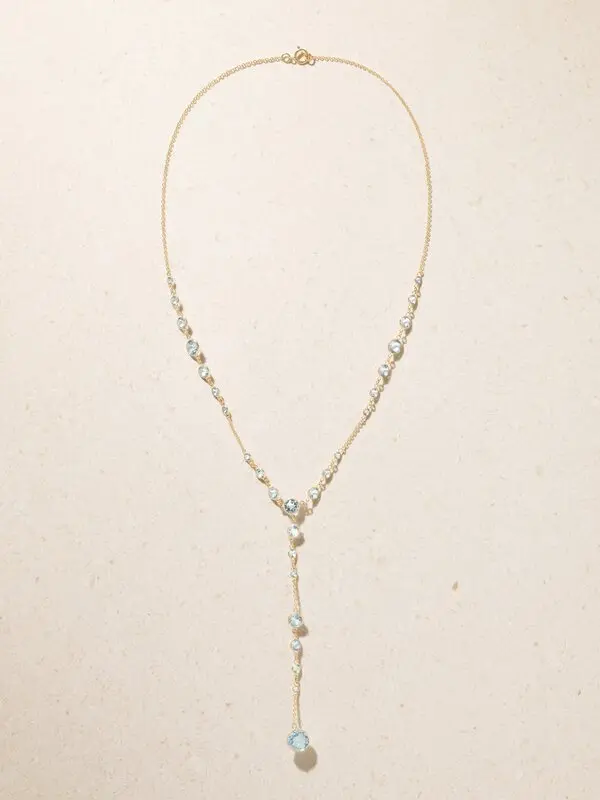 Jia Jia 18-karat Gold And Topaz Lariat Necklace - Blue
