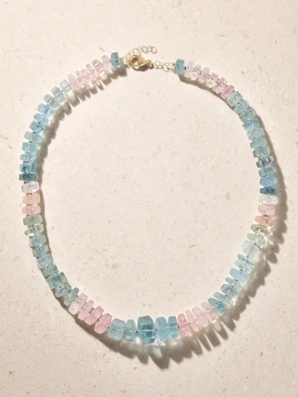 Jia Jia 14k Yellow Gold Aquamarine Beaded Necklace - Pink