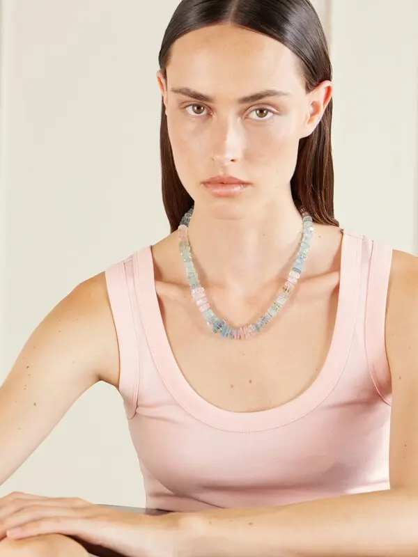 Jia Jia 14k Yellow Gold Aquamarine Beaded Necklace