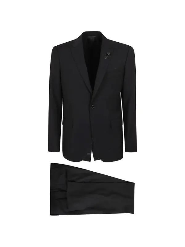 LARDINI Single-breasted Wool-lyocell Suit Jacket With Chest Pocket And Buttoned Cuffs - Blu