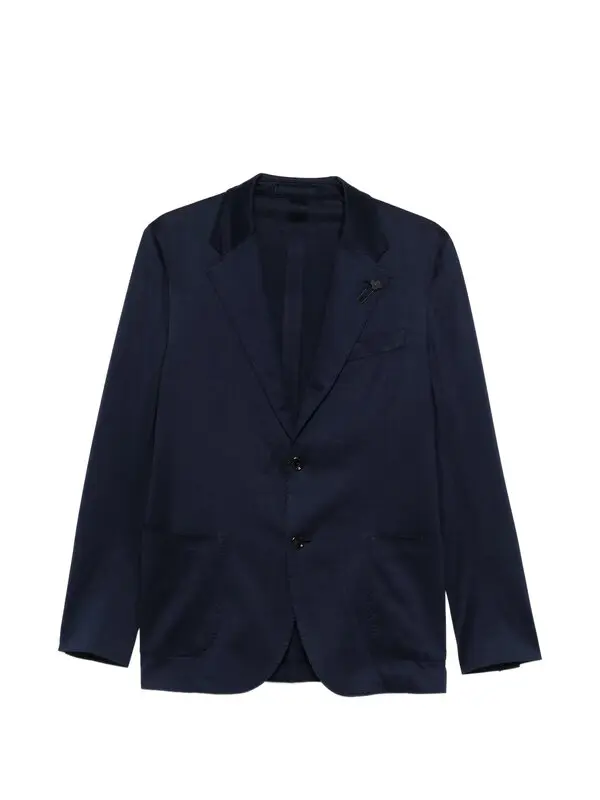 LARDINI Unlined Single-breasted Cotton Jacket With Notch Lapel - Blu