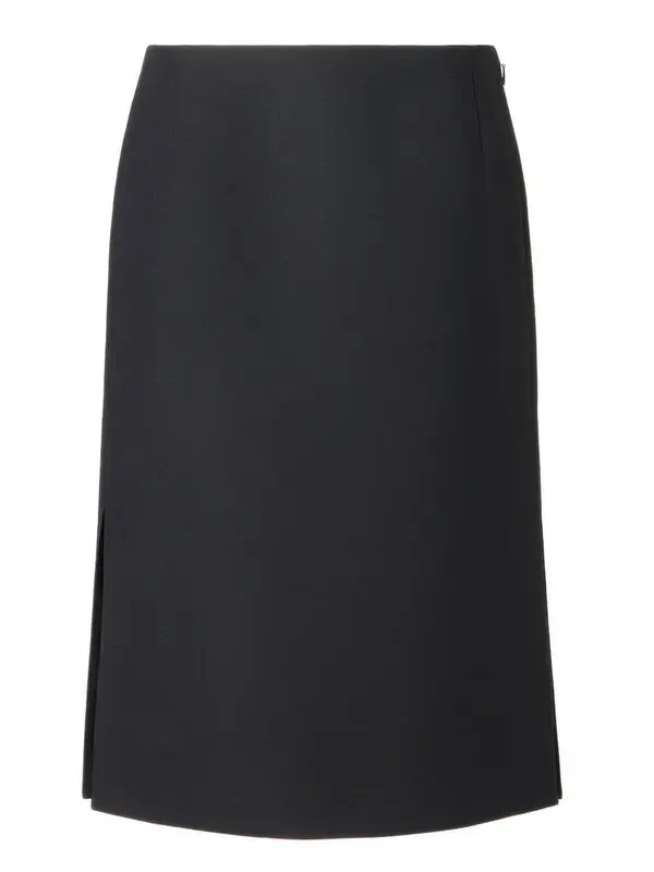 Fendi Wool-silk Skirt With Side Slits - Nero