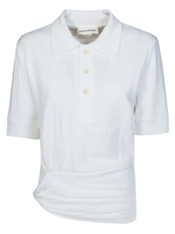 Victoria Beckham Tailored Polo With Cropped Slim Fit - Bianco