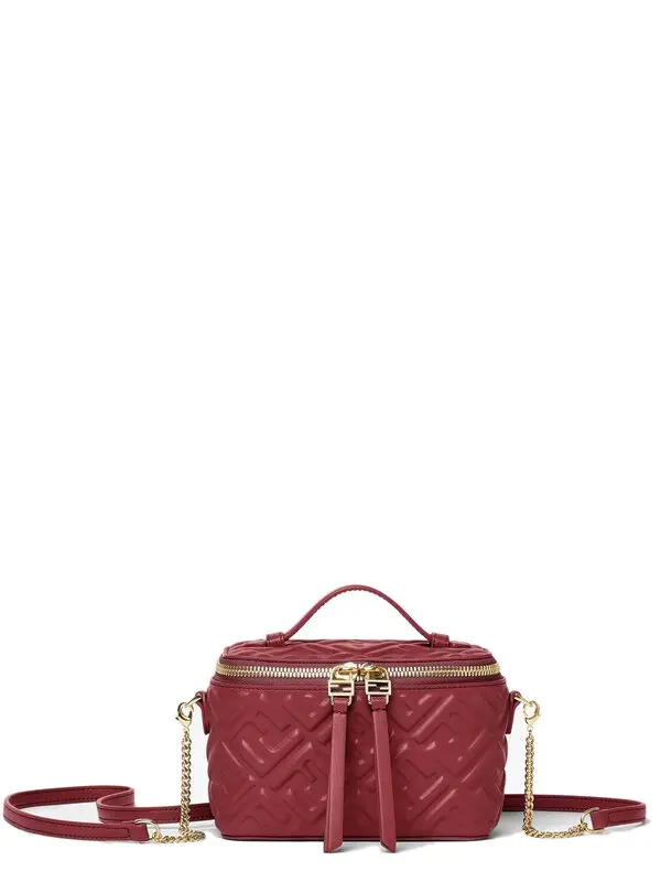 Fendi Mini Embellished Baguette With Leather Pull - Rosso