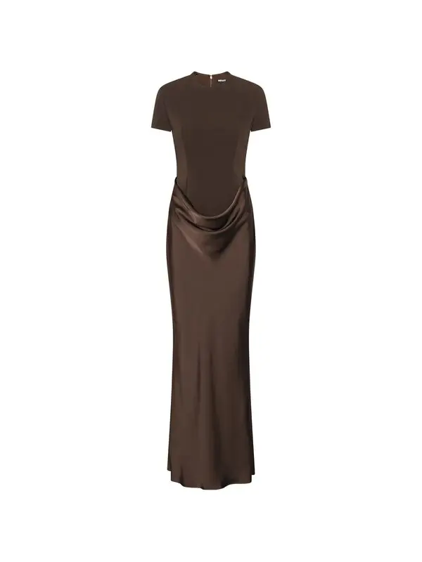 ROTATE BY BIRGER CHRISTENSEN Long Sleeve Dress With Draped Hips - Marrone