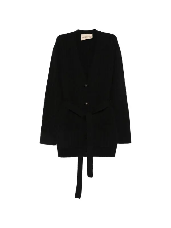 Valentino Garavani Belted Cashmere Cardigan With Vlogo Detail