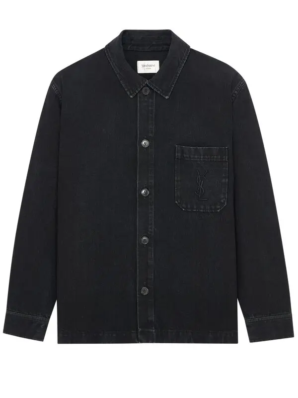 Saint Laurent Cotton Shirt Jacket With Front Button Closure And Pointed Collar