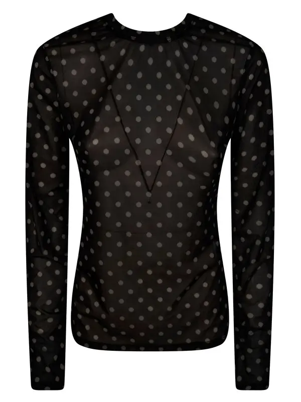GANNI Long-sleeve Polka Dot T-shirt - Nero