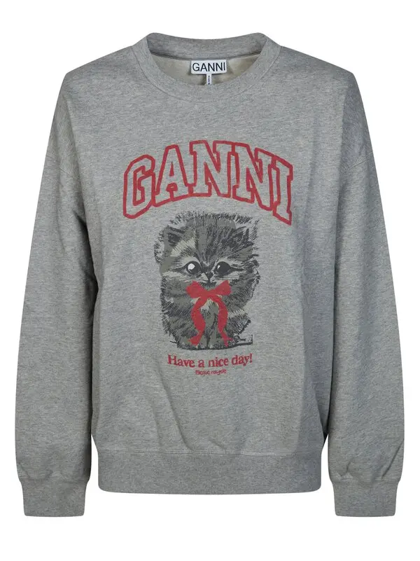 GANNI Gattino Logo Crewneck Sweatshirt