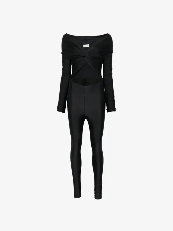 Andamane Off-shoulder Long Sleeve Dress With Knot And Cut-out Detail - Nero