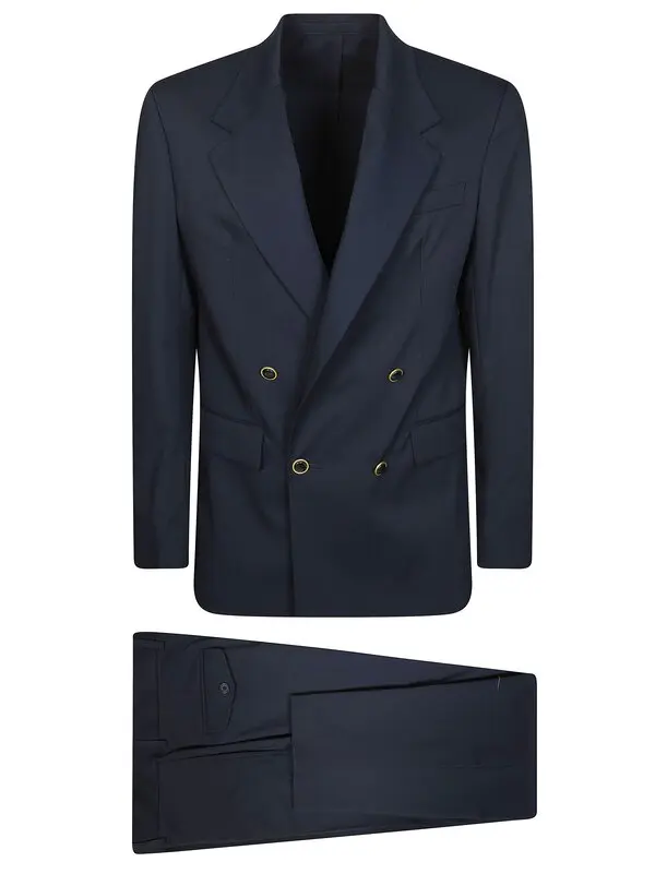 MARSEM Slim-fit Double-breasted Gown Pants With Mirror-effect Lapel Detail - Blu