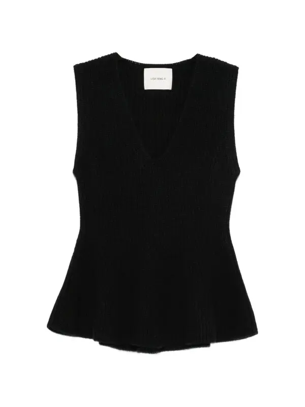 LISA YANG V-neck Ribbed Cashmere Sweater - Nero