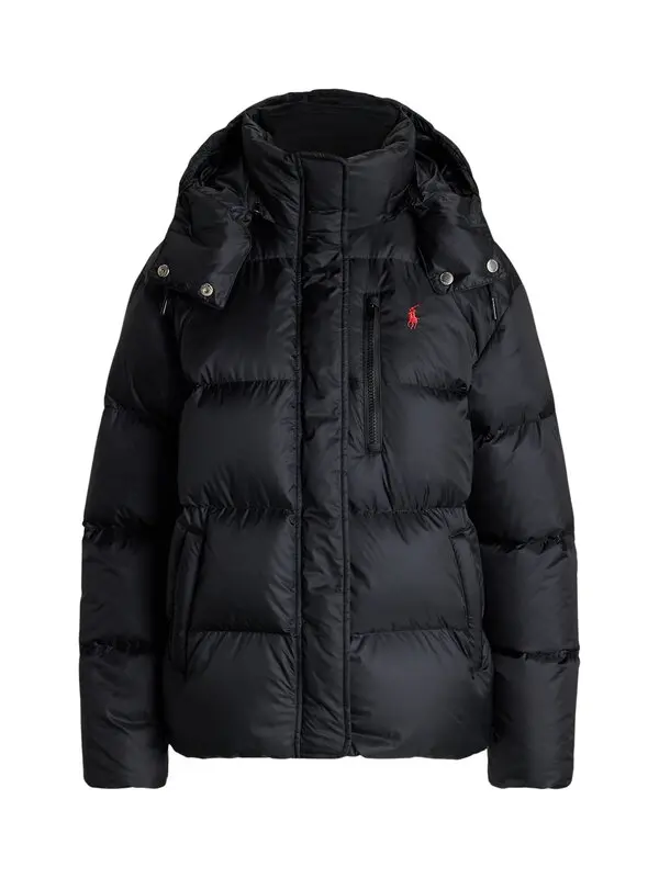 Ralph Lauren Recycled Nylon Quilted Padded Coat With Detachable Hood - Black