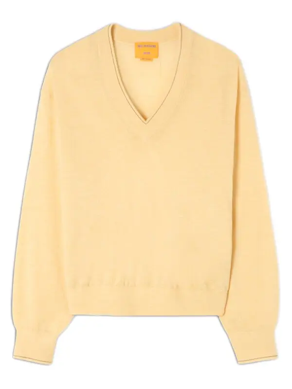 Guest In Residence V-neck Cashmere Sweater With Contrast Tipping - Giallo
