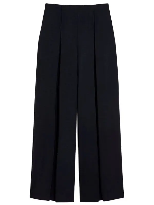 Max Mara 100% Virgin Wool Loose Trousers - Blu