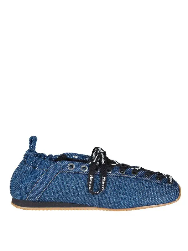 GANNI Lace-up Denim Ballerina Flats - Blu