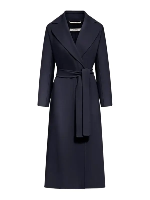 Max Mara Hand-sewn Pure Virgin Wool Belted Jacket - Blu