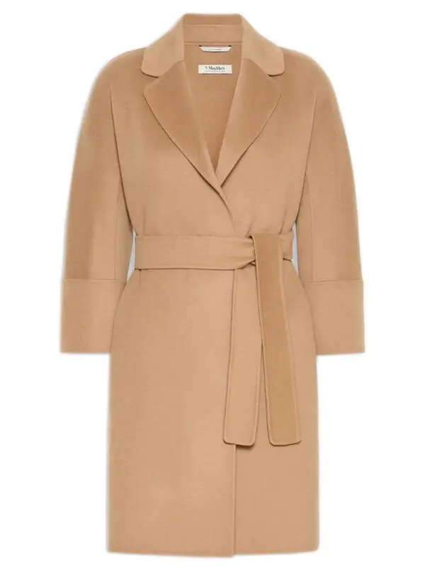 Max Mara Virgin Wool Wrap Coat - Marrone