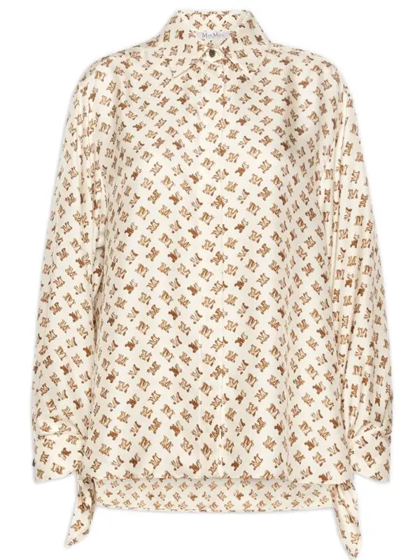 Max Mara Silk Printed Blouse With Tie Cuffs