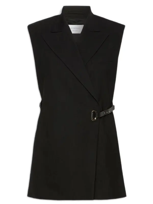 Sportmax Belted Peak Lapel Jacket In Stretch Viscose Twill