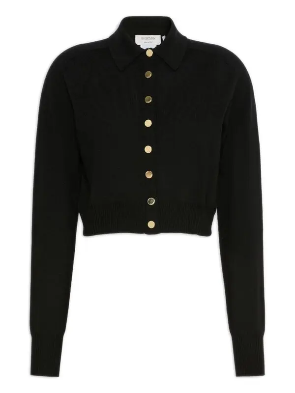 Sportmax Virgin Wool Button-detailed Cropped Sweater - Nero