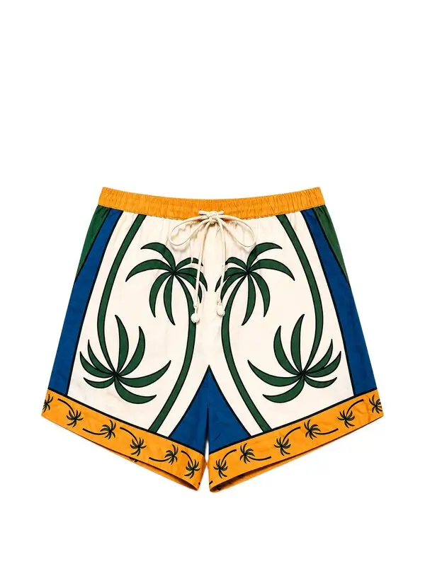 Farm Rio Printed Cotton Drawstring Waist Shorts - Multicolor