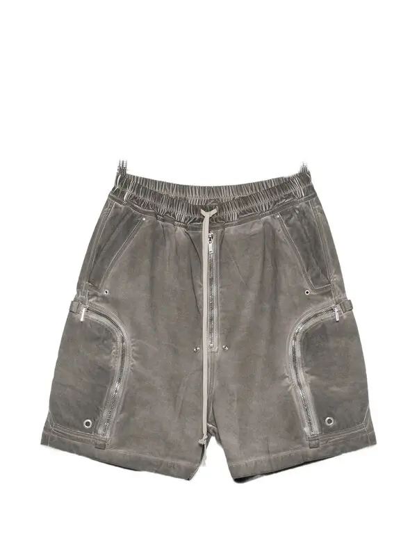 Rick Owens Cotton Cargo Shorts With Zip Pockets - Grigio