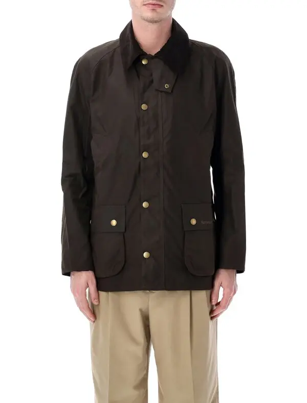 Barbour Ashby Waxed Cotton Jacket With Corduroy Collar - Verde