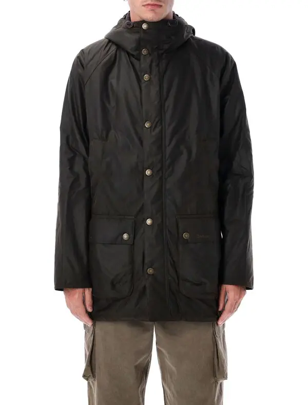 Barbour Bedale Waxed Parka Jacket With Fixed Hood And Tartan Lining