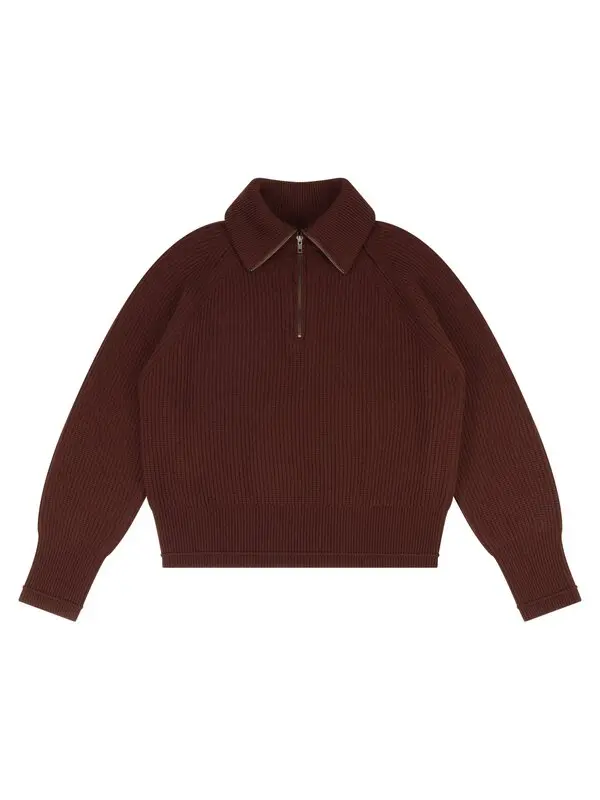ENTIRE STUDIOS Fold-over Collar Wool Sweater - Rosso