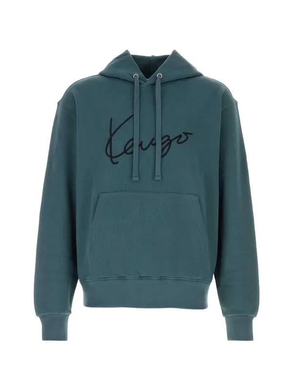 Kenzo Logo Embroidered Hoodie - Anthracite