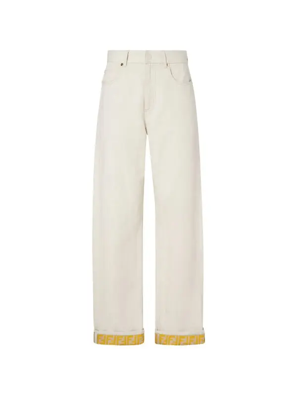Fendi Monogram Trimmed Wide-leg Jeans