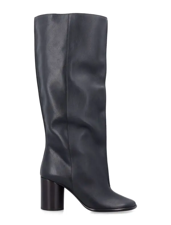 LEMAIRE Knee-high Pull-on Leather Boots - Nero