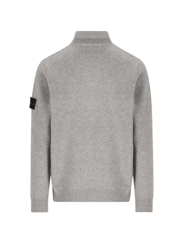 Stone Island Wool Turtle-neck Sweater With Button Detail