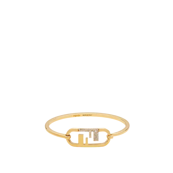 Fendi O'lock Bracelet With Zirconia In -finish Metal - Gold