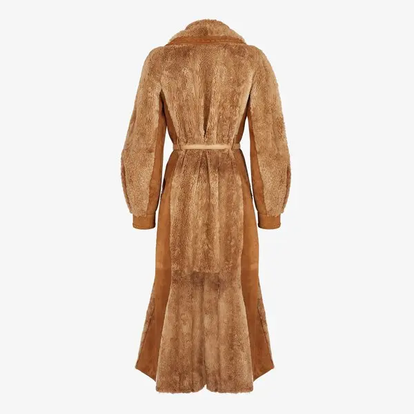 Fendi Soft Mink Fur Coat With Bell Sleeves And Selleria Stitching