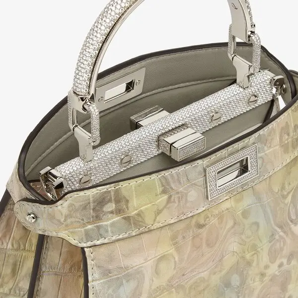 Fendi Peekaboo Iseeu Petite Crocodile Bag With Crystal Embellishments