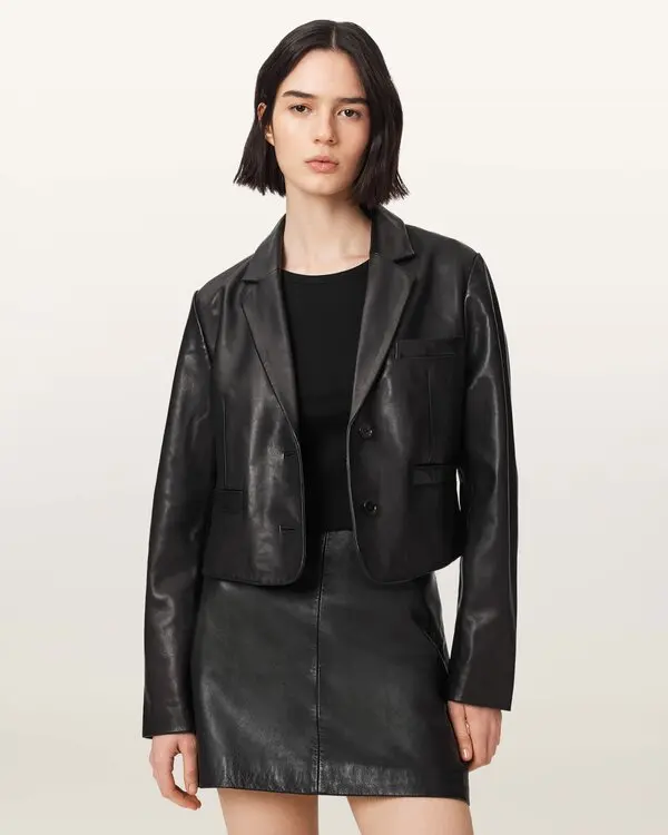 ALLSAINTS Apton High Waisted Leather Blazer