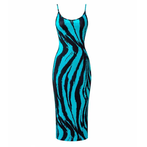 CHIARELLA Salma Zebra Print Midi Dress