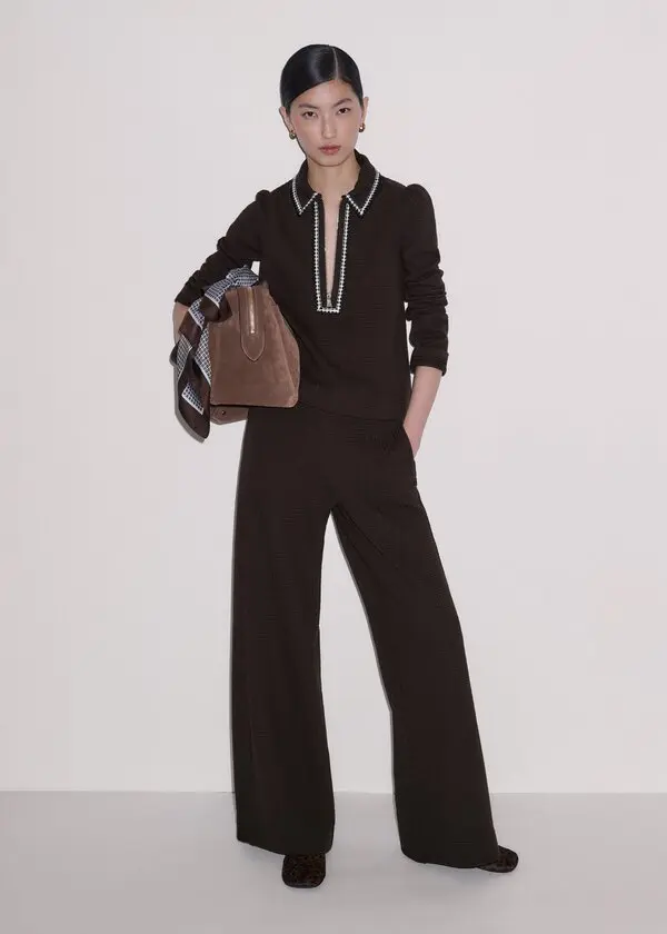 ME+EM Textured Wide-leg Track Pants