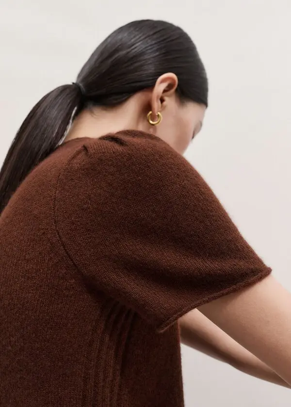 ME+EM Merino Cashmere Silk Short Sleeve Knit Top