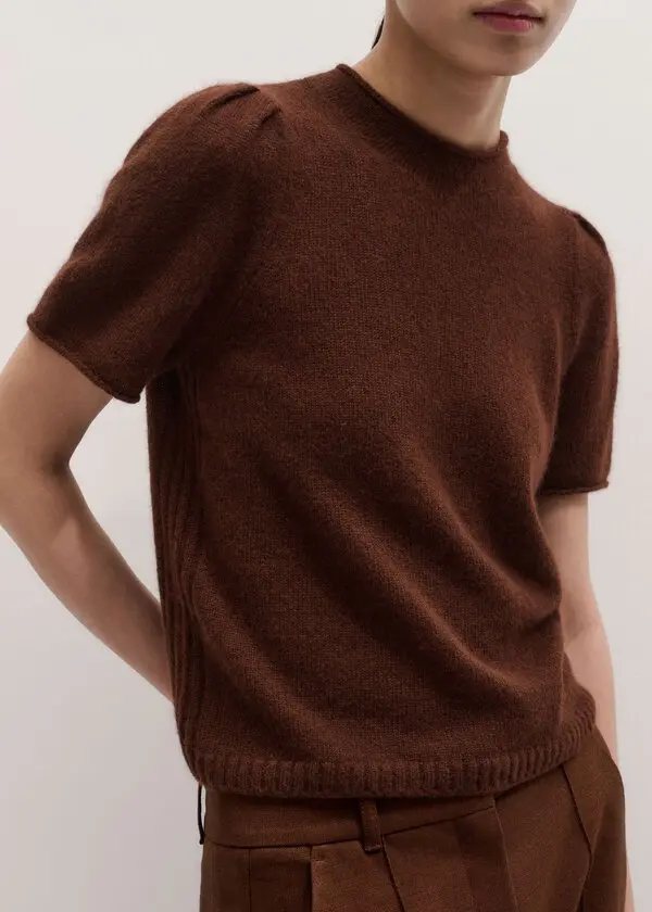 ME+EM Merino Cashmere Silk Short Sleeve Knit Top