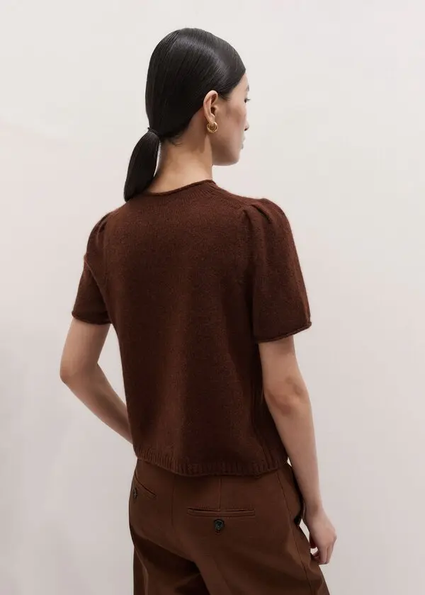 ME+EM Merino Cashmere Silk Short Sleeve Knit Top