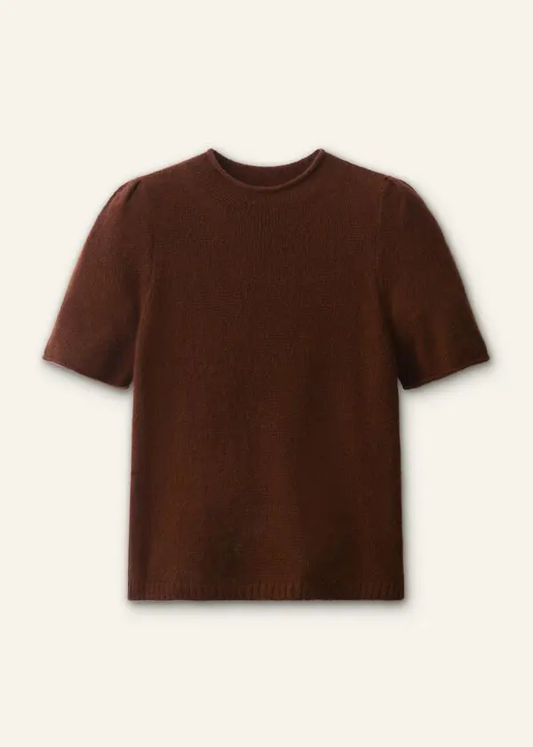 ME+EM Merino Cashmere Silk Short Sleeve Knit Top
