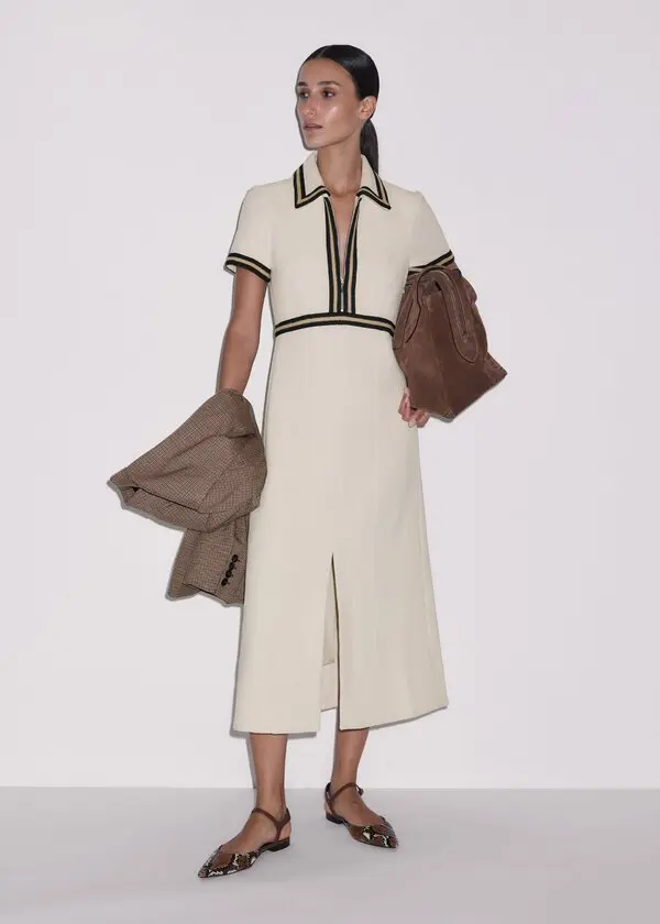ME+EM Textured Fit And Flare Midi Dress