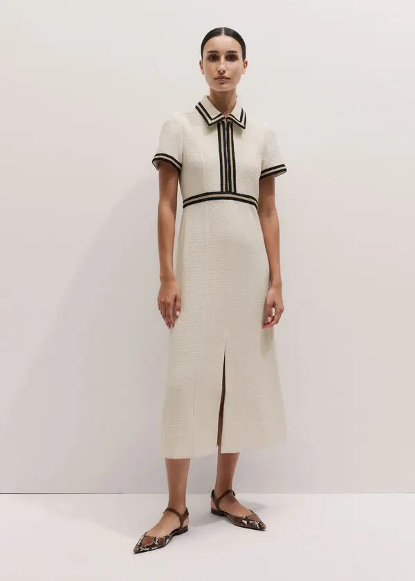 ME+EM Textured Fit And Flare Midi Dress